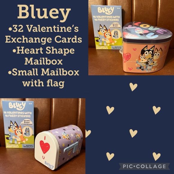 Bluey | Party Supplies | Bluey Valentines Day Cards Mailbox Tin Set ...
